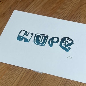 Hope ‘graffiti Font’ Lino Print | Hand Printed Open Edition | Signed by ...