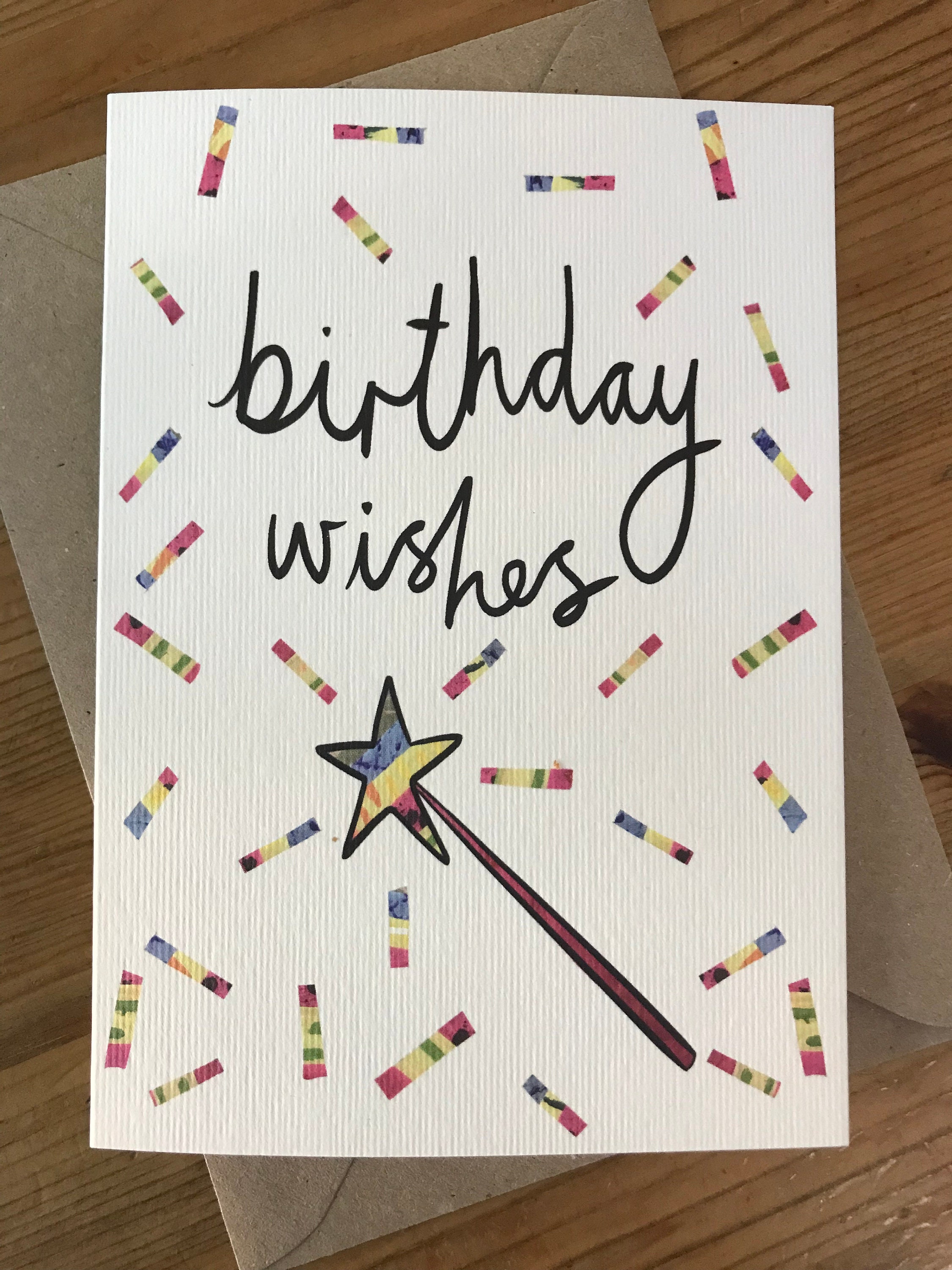 Birthday Wishes Card | Birthday Card | Wand | Cute Card | Kraft ...