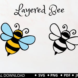 Layered Bee SVG, Bumble Bee, Honey Bee Svg, Clipart, Bee PNG SVG Cut ...