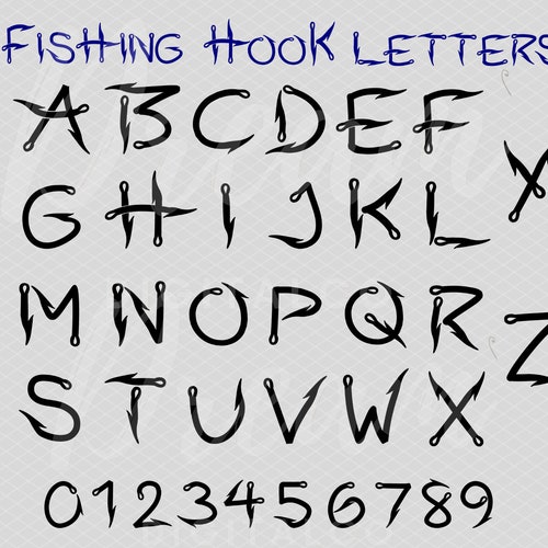 Fish Hook Fishing SVG Font Fish Hooks Letters PNG Hook - Etsy