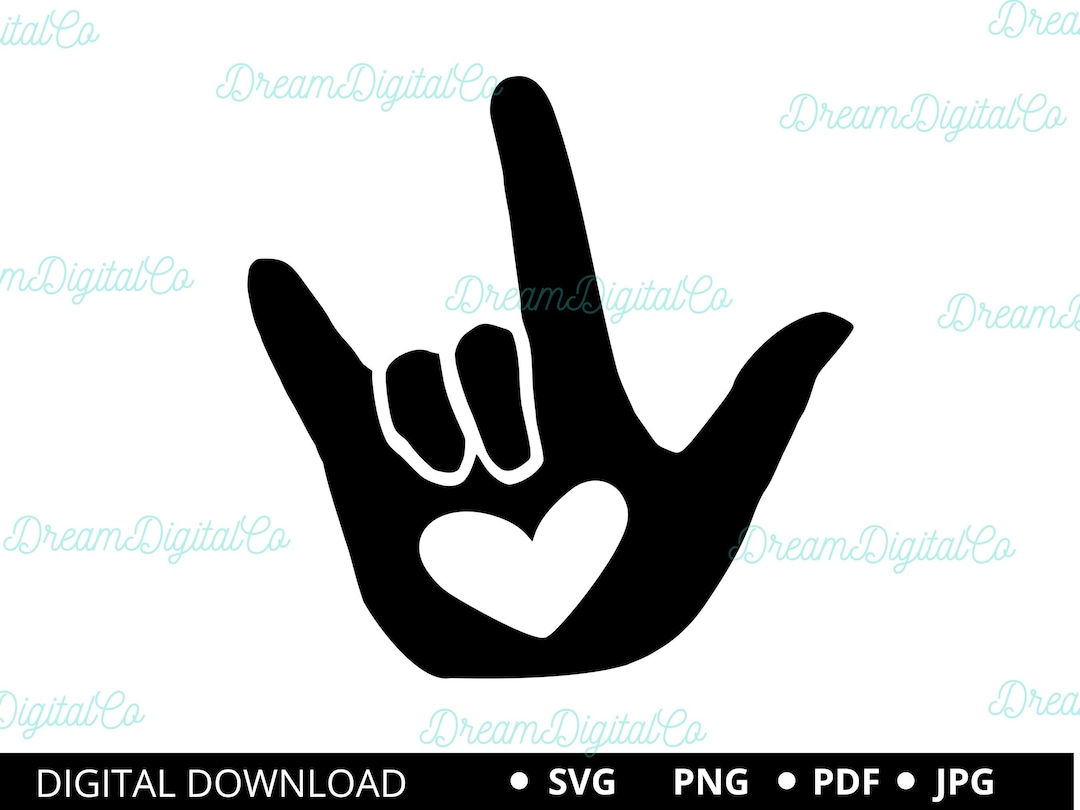 I Love You Hand Sign Svg, ASL I Love You Heart Sign Language Svg Png ...