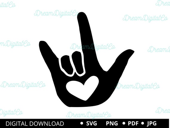 I Love You Hand Sign Svg ASL I Love You Heart Sign Language - Etsy