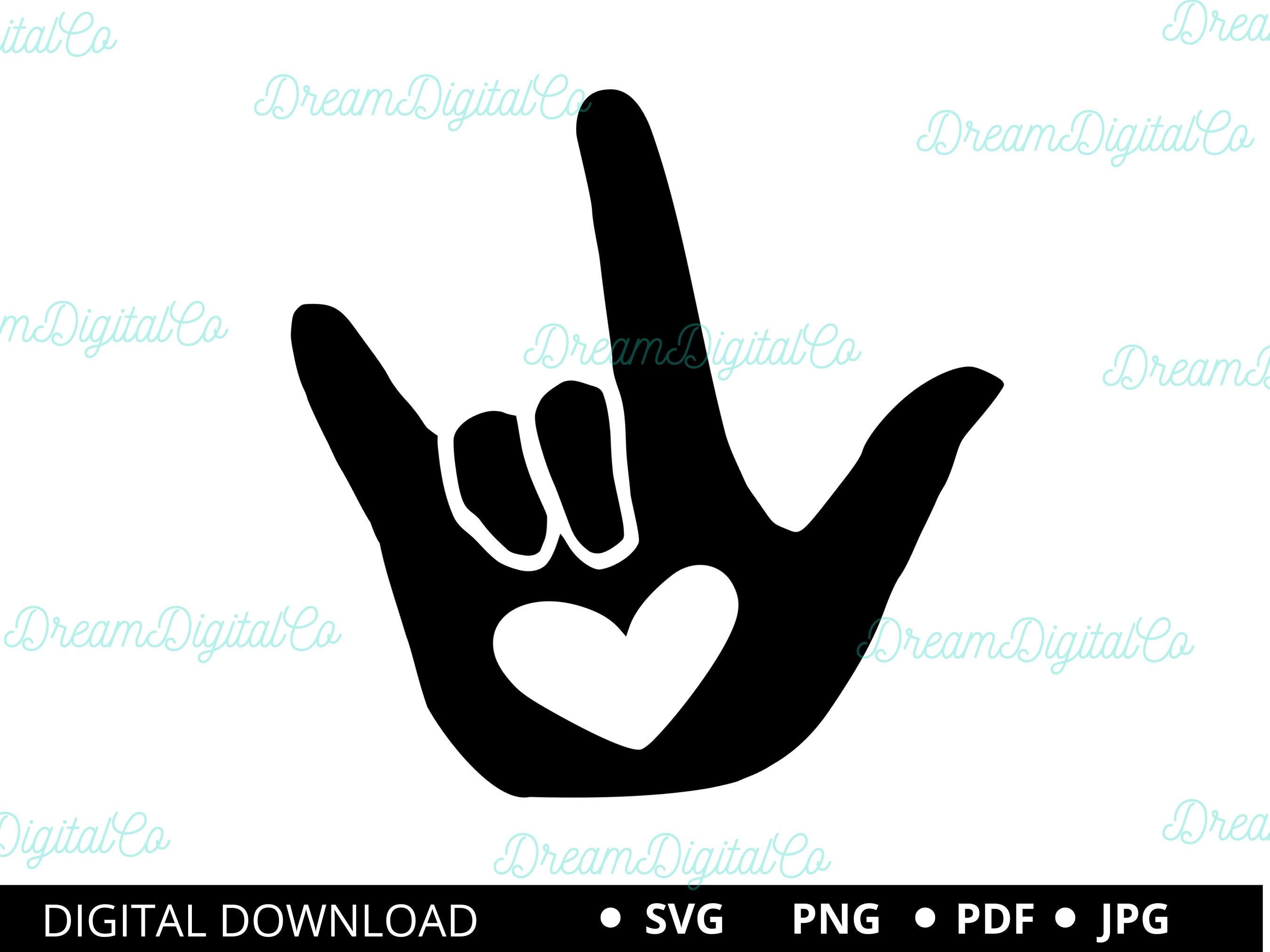 I Love You Hand Sign Svg, ASL I Love You Heart Sign Language Svg Png ...