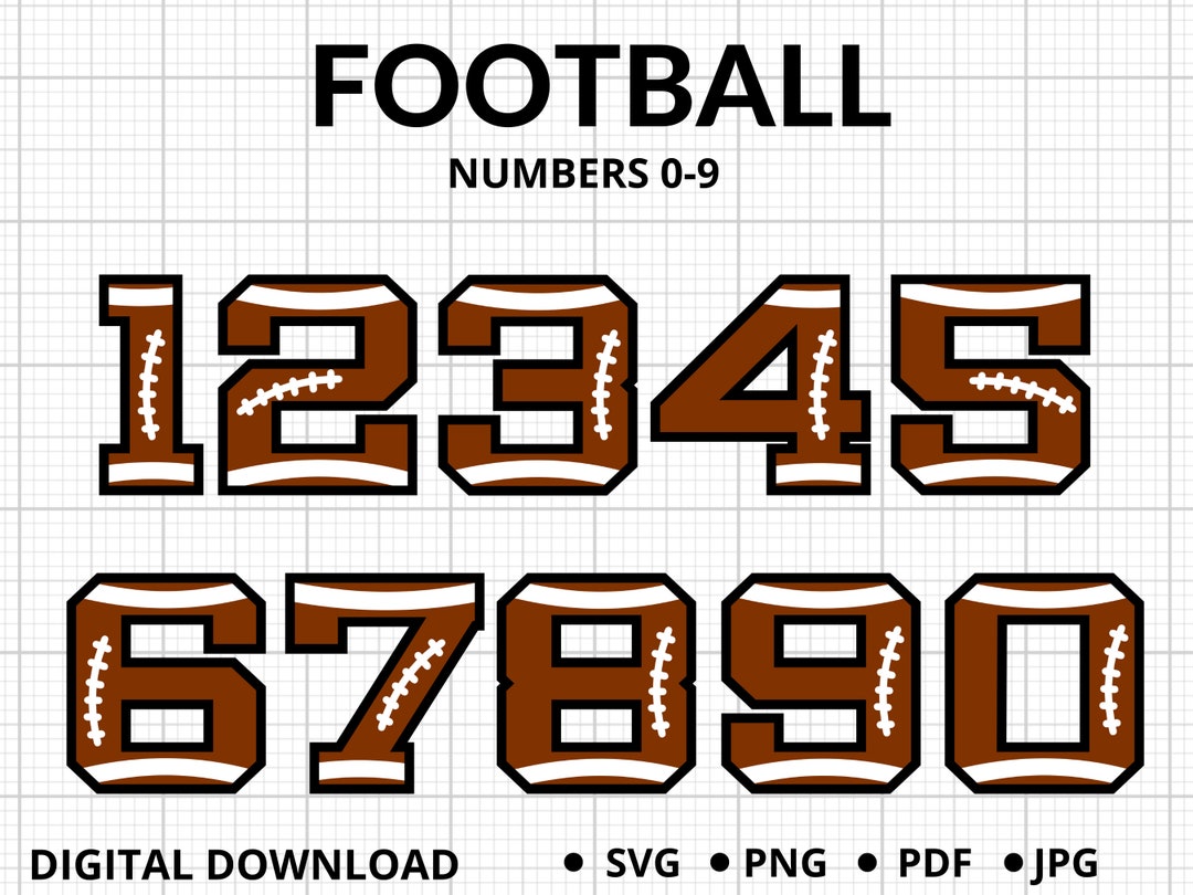Football Player Numbers Svg Bundle, Football Svg, Sports Font Football ...