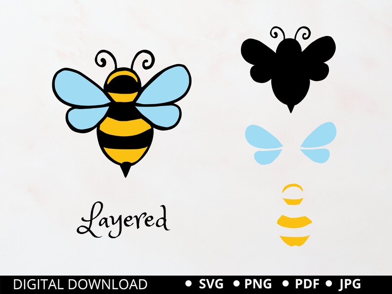Layered Bee SVG, Bumble Bee, Honey Bee Svg, Clipart, Bee PNG SVG Cut ...