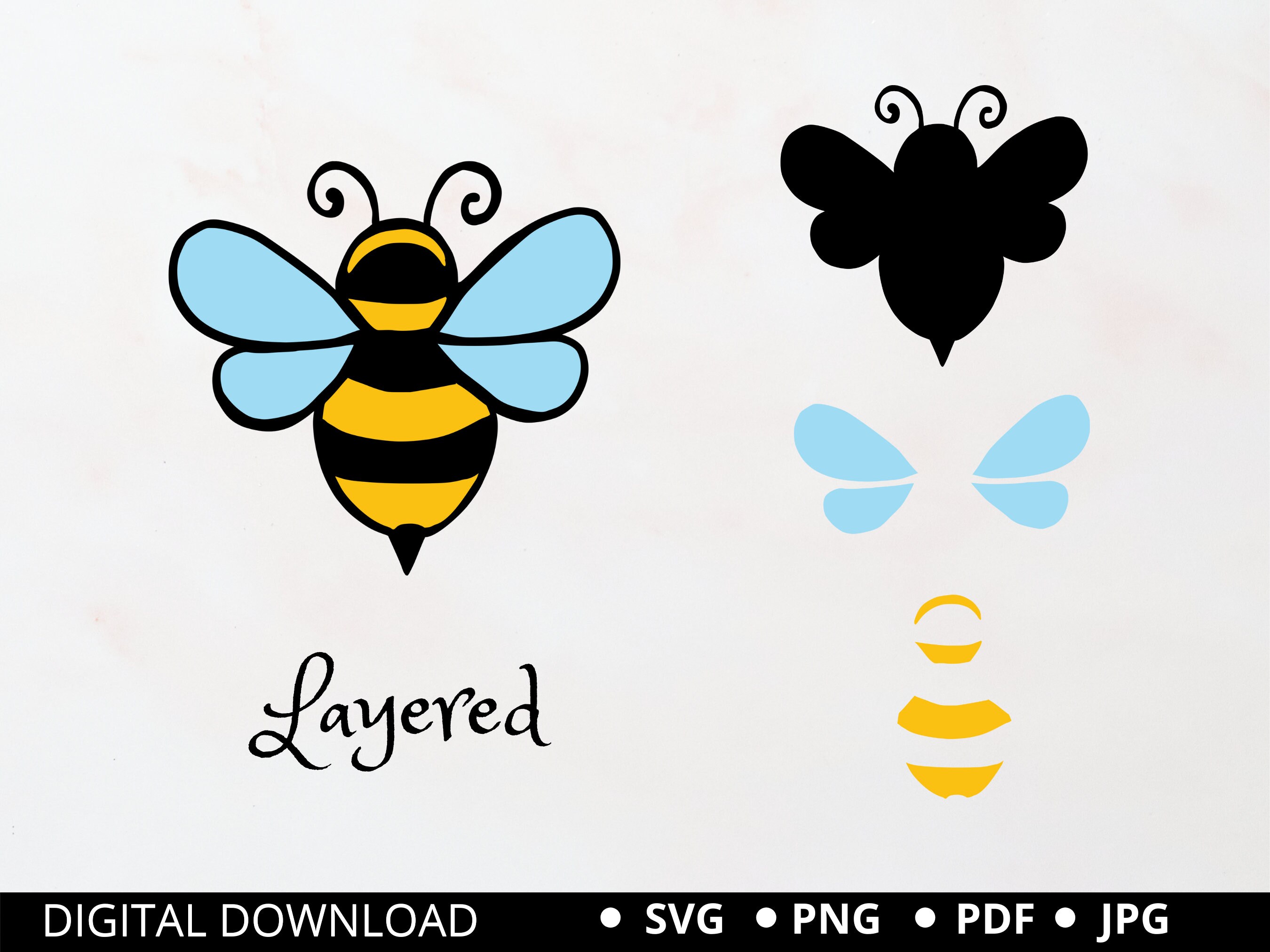 Layered Bee SVG Bumble Bee Honey Bee Svg Clipart Bee PNG | Etsy