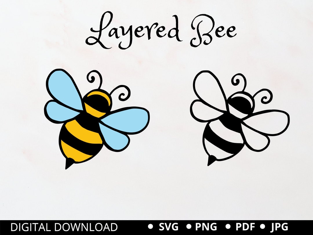 Layered Bee SVG, Bumble Bee, Honey Bee Svg, Clipart, Bee PNG SVG Cut ...