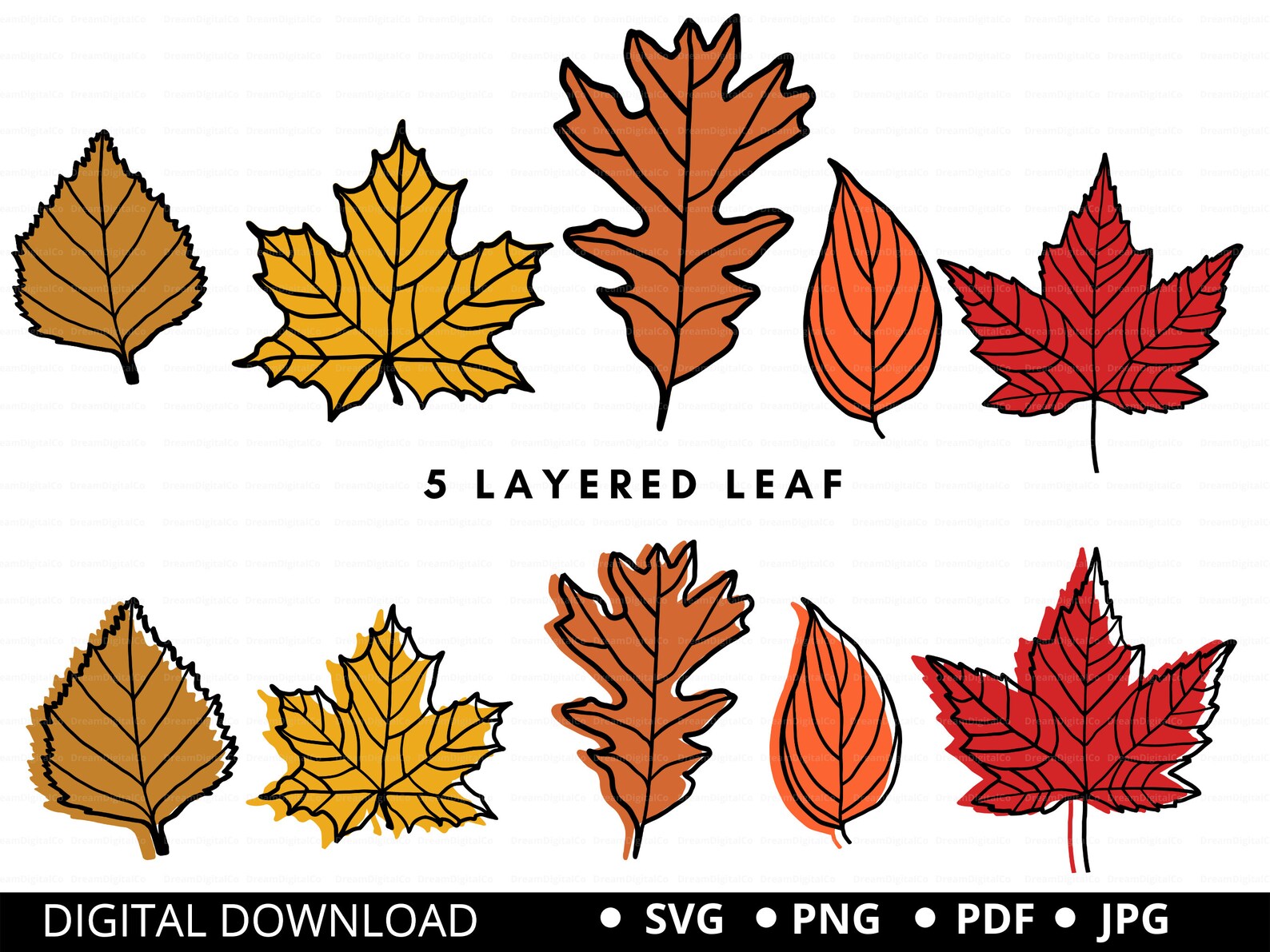 Fall Leaves SVG, Autumn Leaves, Layered Leaf, Fall Leaf, Leaf Clipart ...