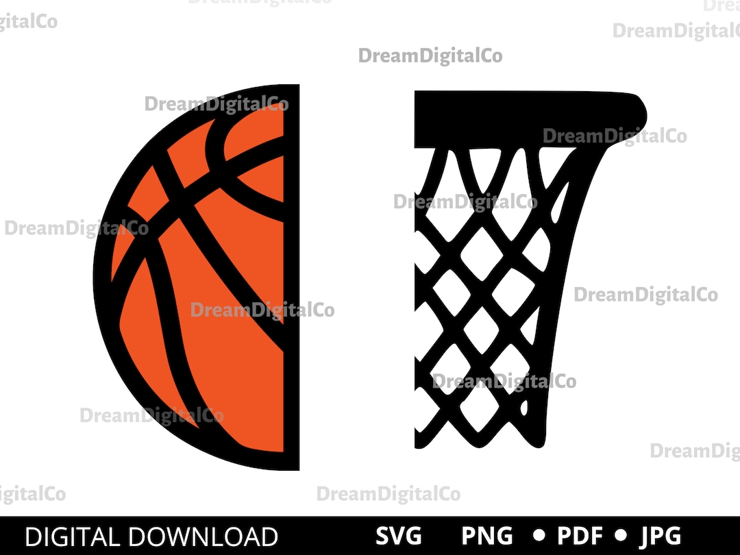 Basketball SVG, Diy Half Basketball & Half Hoop With Net Split Name Frame, Basketball Mom ...