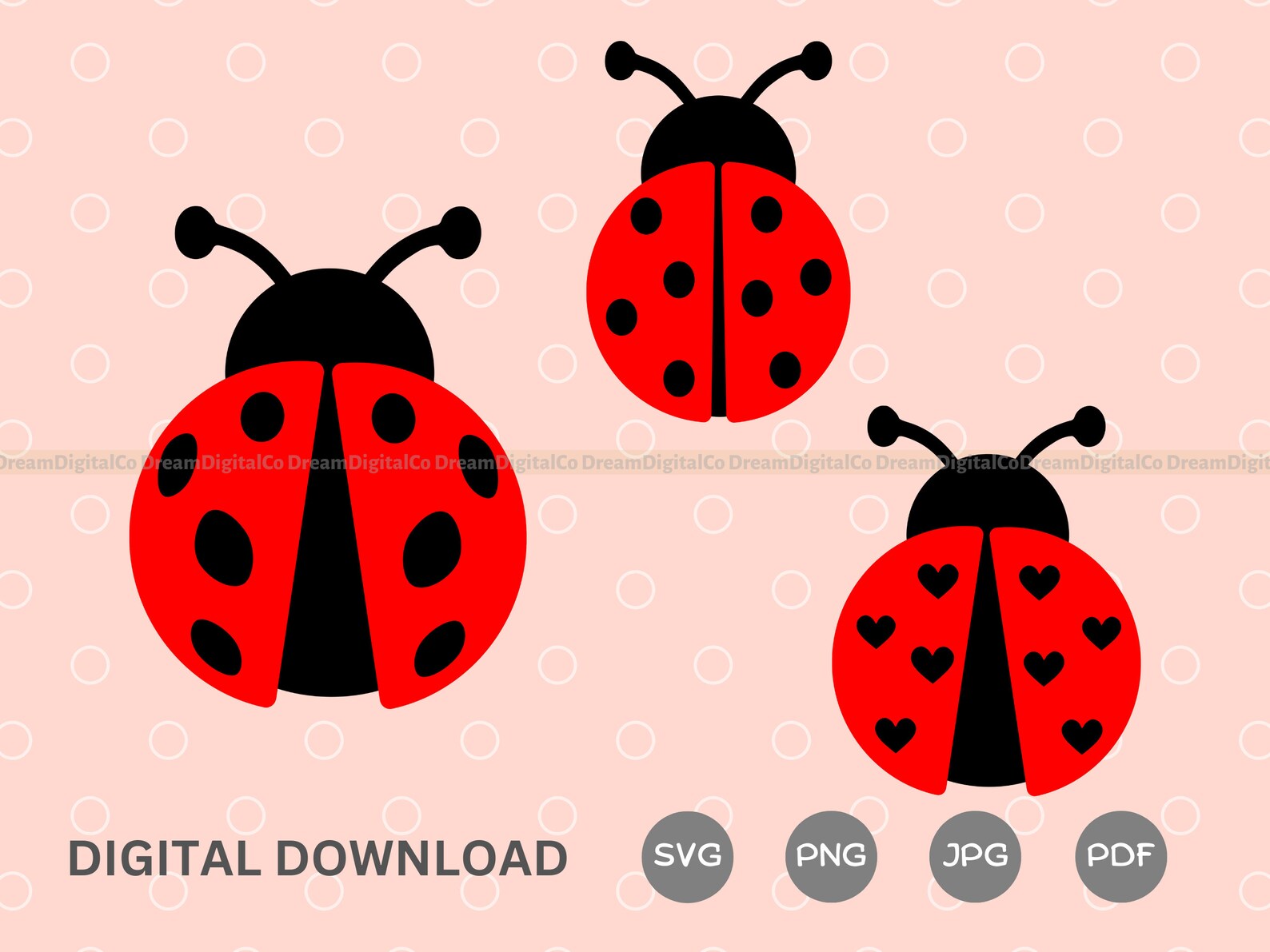 Ladybug Path SVG, Layered Ladybug Bundle Svg Files, Ladybug Clipart ...