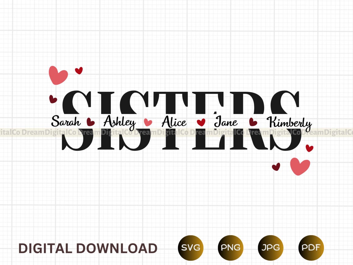 Sister SVG, Sibling Svg, Sister Split Name Frame Svg Cut File, Sister ...