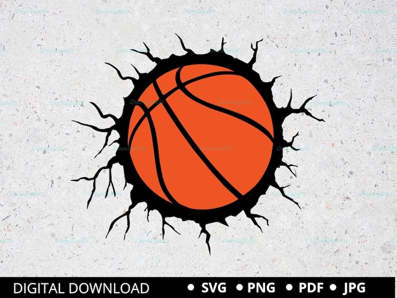 Basketball SVG, Basketball Breaking Wall, Team Logo, Clipart, Cut Files ...