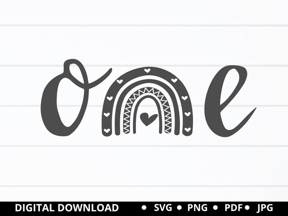 One Svg 1st Birthday One Text With Boho Rainbow One Svg - Etsy