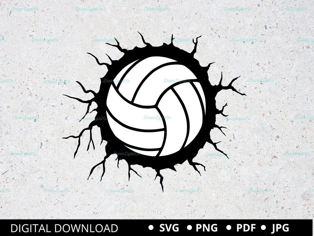 Volleyball SVG, Volleyball Breaks Wall, Volleyball Player Svg, Clip Art ...