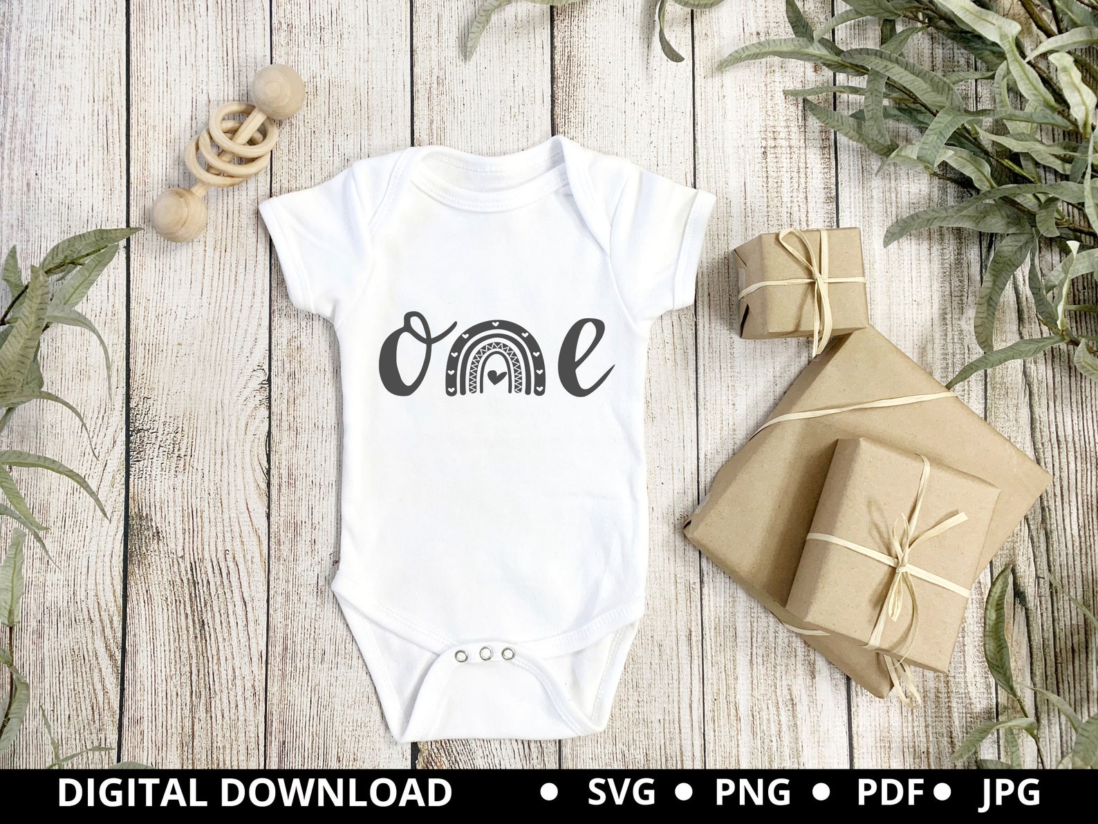 One Svg 1st Birthday One Text With Boho Rainbow One Svg - Etsy