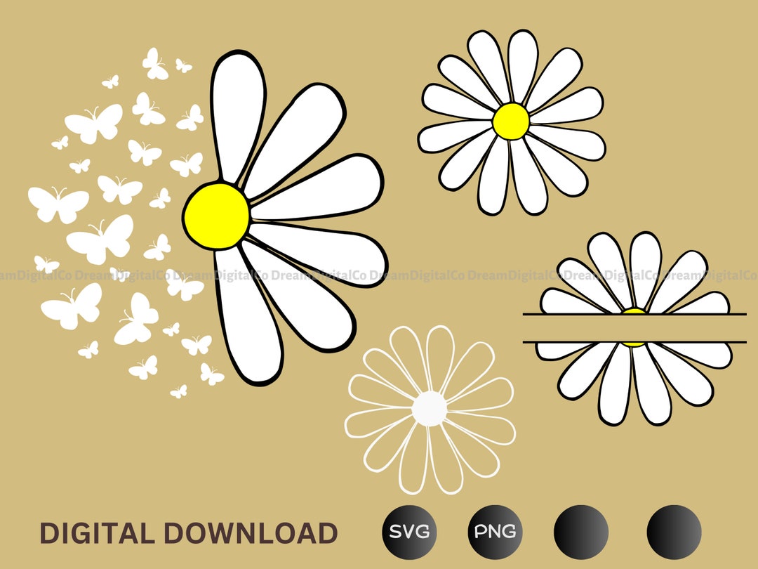 Daisy Svg Bundle, Daisy Svg, Butterfly Svg, DIY Daisy Split Monogram ...