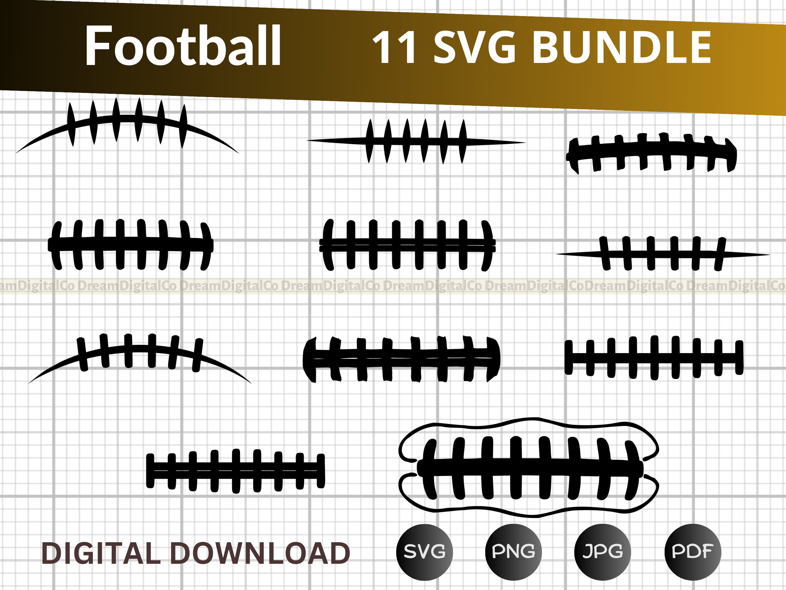 Football Laces Svg Bundle, Football Laces, Football Stitches Clipart ...