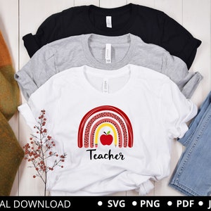 Teacher Rainbow Svg, Teacher Svg, Teacher Rainbow Design for Shirt Svg ...