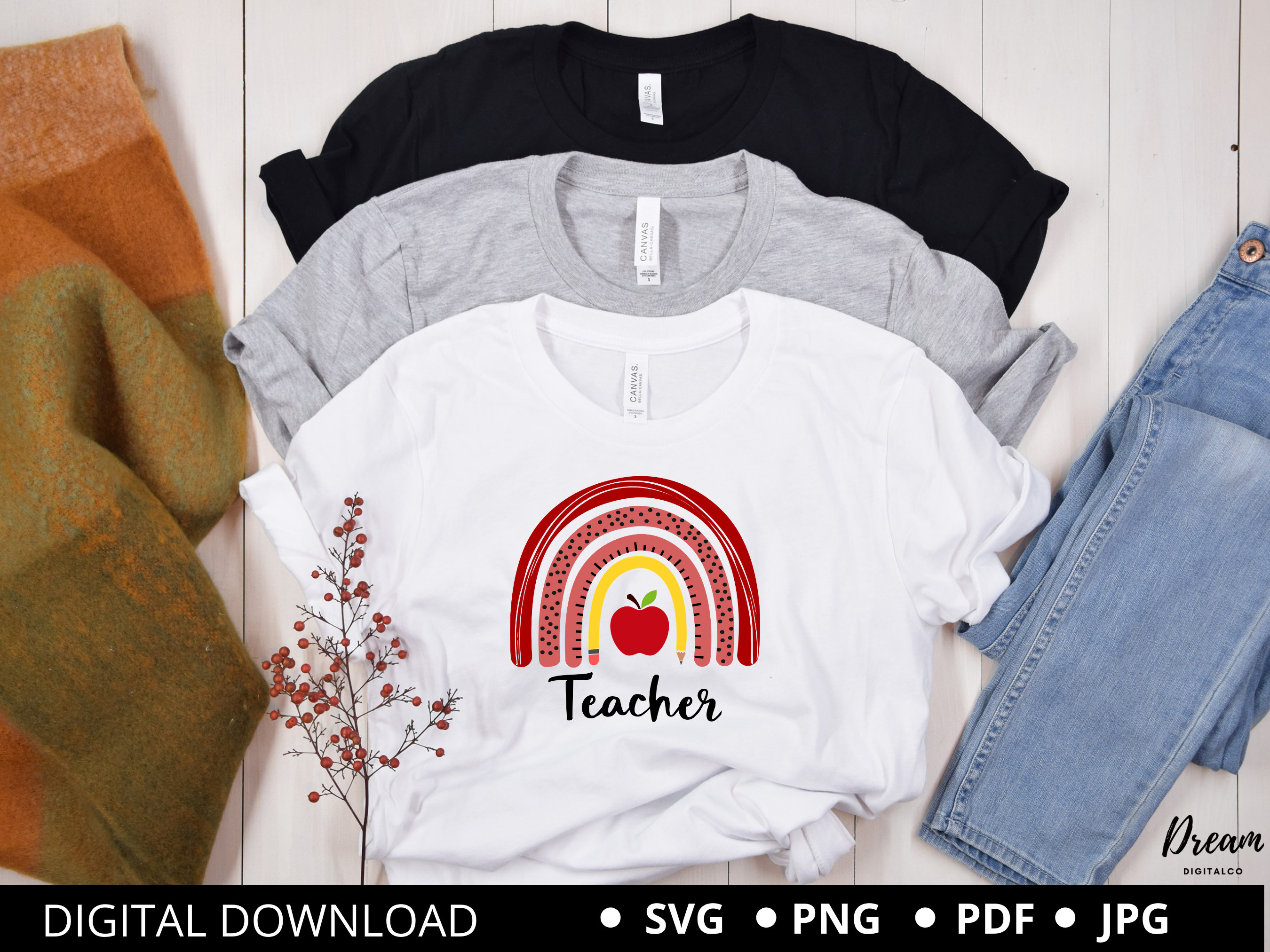 Teacher Rainbow Svg, Teacher Svg, Teacher Rainbow Design for Shirt Svg ...