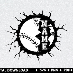 Baseball SVG, DIY Baseball Split Name Monogram Svg, Baseball Logo Svg ...