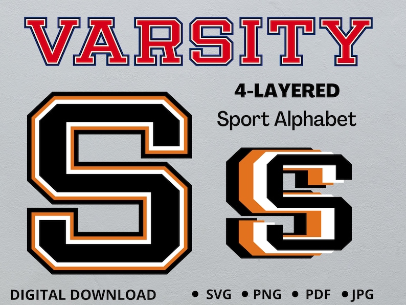 Varsity Layered Font Svg Files University Font Varsity - Etsy