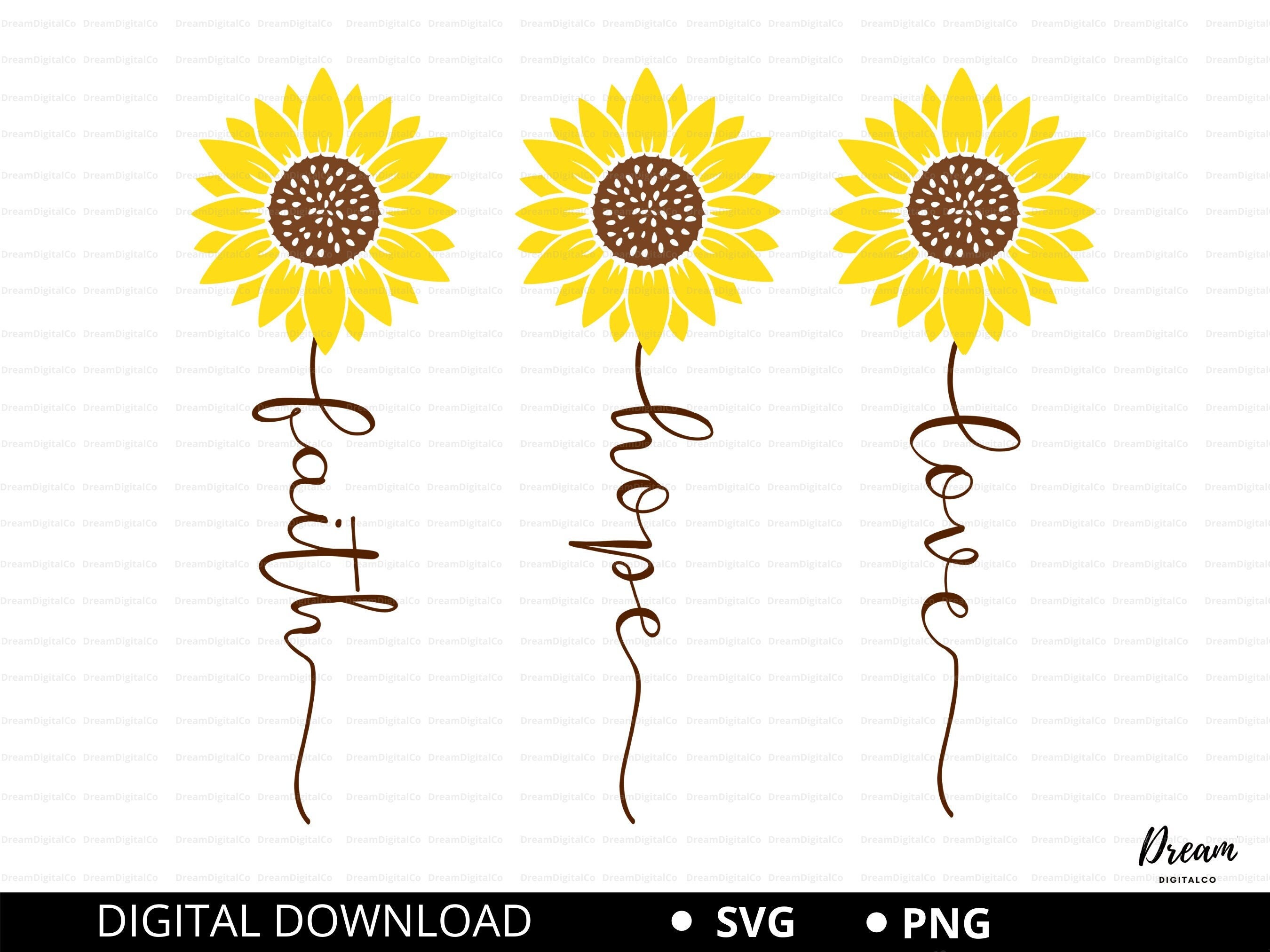 Faith Hope Love Svg Sunflower Svg Sunflower Bundle Flower - Etsy