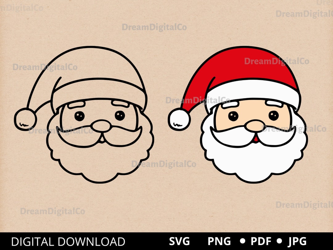 Santa Svg, Santa Claus Face, Cute Santa Christmas Cut File, Santa Head ...