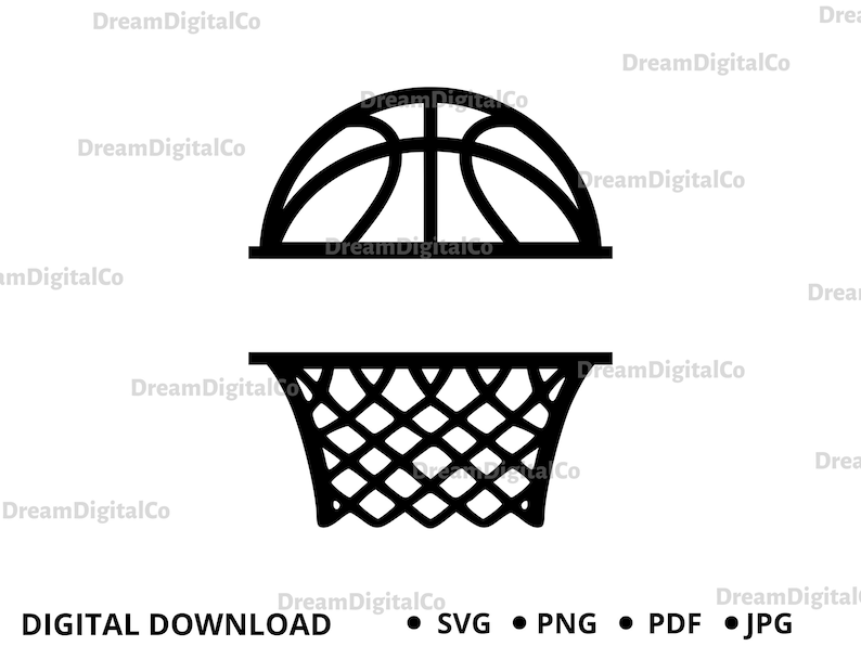 Basketball SVG Diy Basketball Team Basketball & Half Hoop - Etsy
