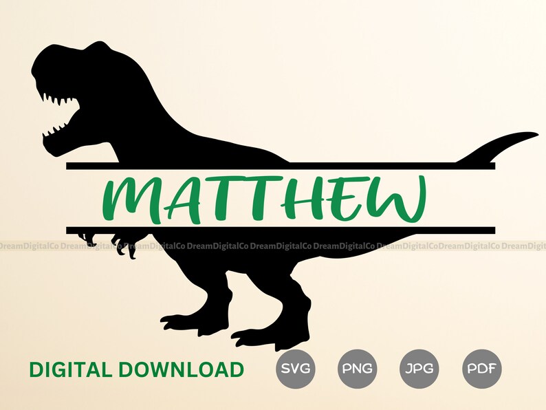 Tyrannosaurus Rex Svg T-rex Dinosaur Diy Split Name Frame - Etsy