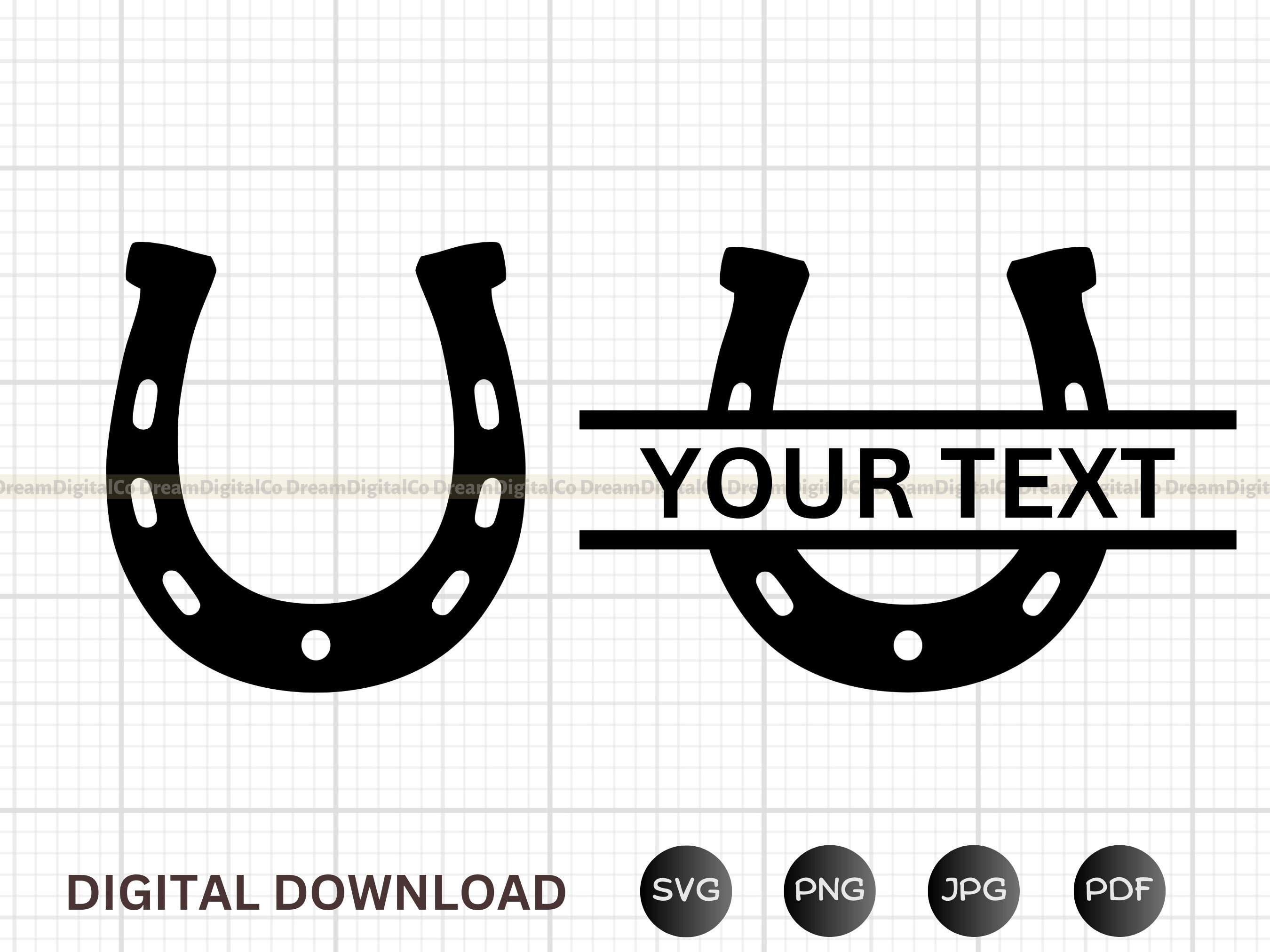 DIY Horseshoe SVG Files, Horse Shoe Split Name Frame Cut Files, Clip ...