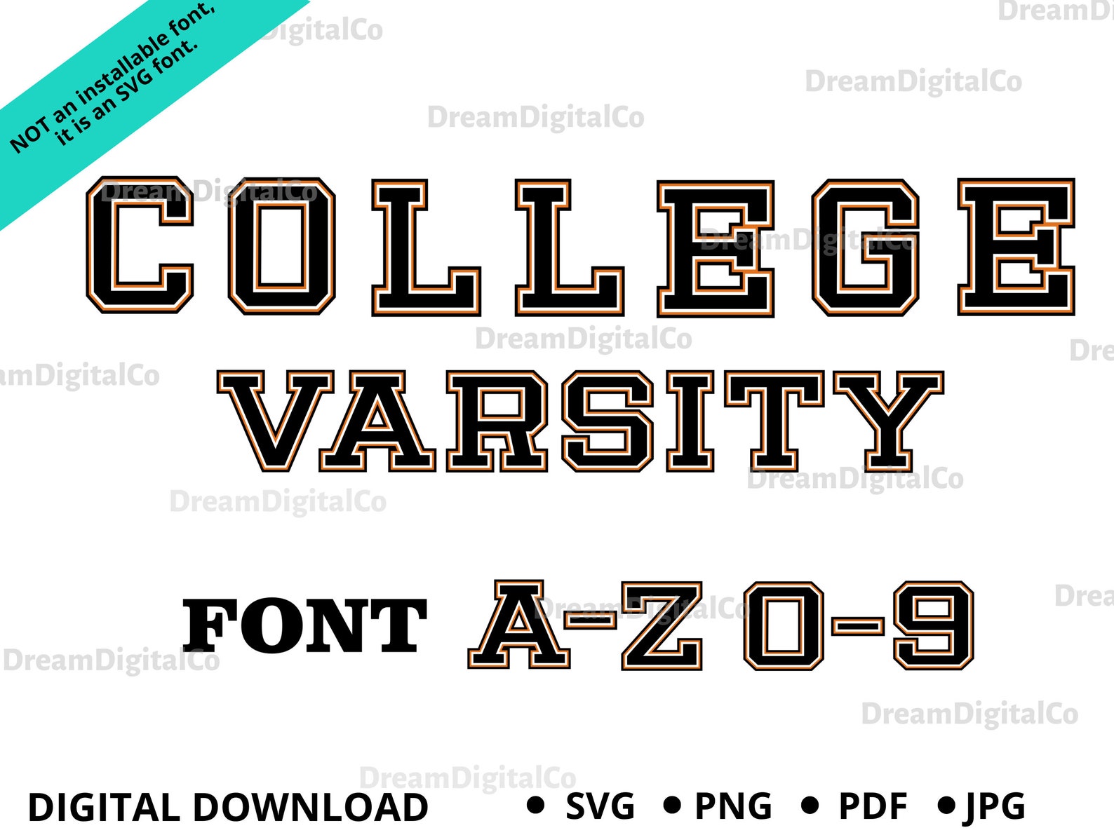 Varsity Layered Font Svg Files, University Font, Block Font Svg, Sport ...