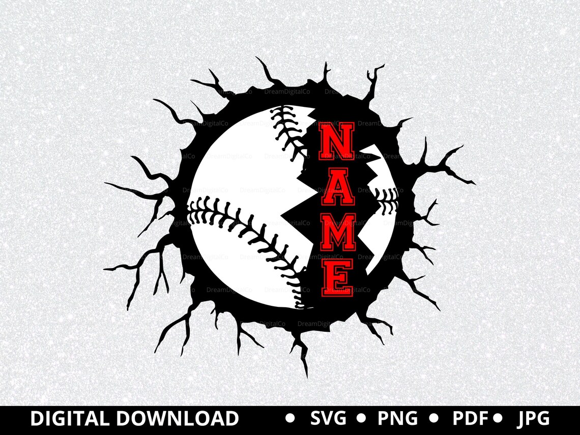 Baseball SVG Diy Baseball Split Name Monogram Svg Baseball - Etsy