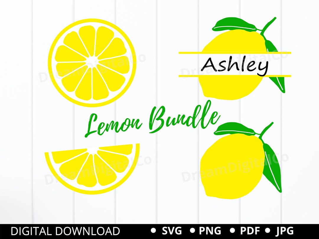 Lemon SVG Bundle, Lemon Slice Svg, Lemon Clipart, Lemon Monogram Svg ...
