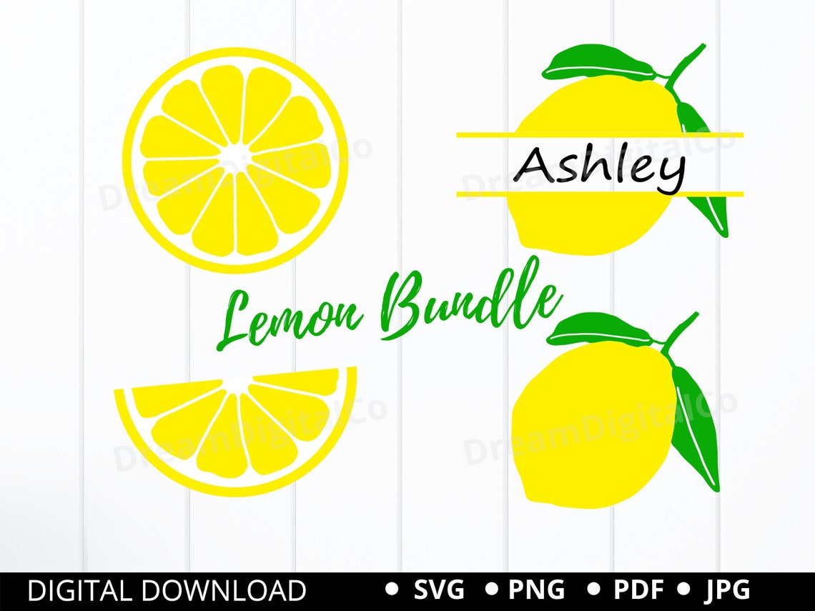 Lemon SVG Bundle, Lemon Slice Svg, Lemon Clipart, DIY Lemon Monogram ...