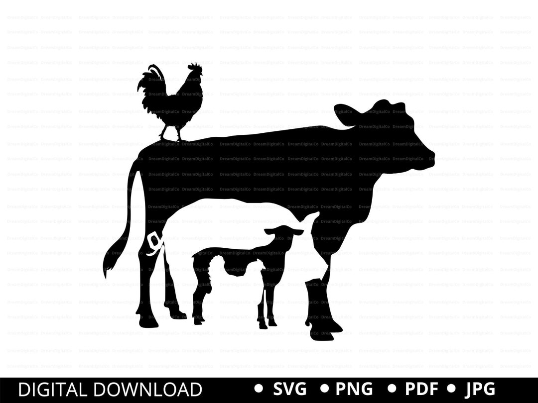 Farm Animals Svg, Stacked Animals Svg, Farm Svg, Chicken Svg, Pig Svg ...
