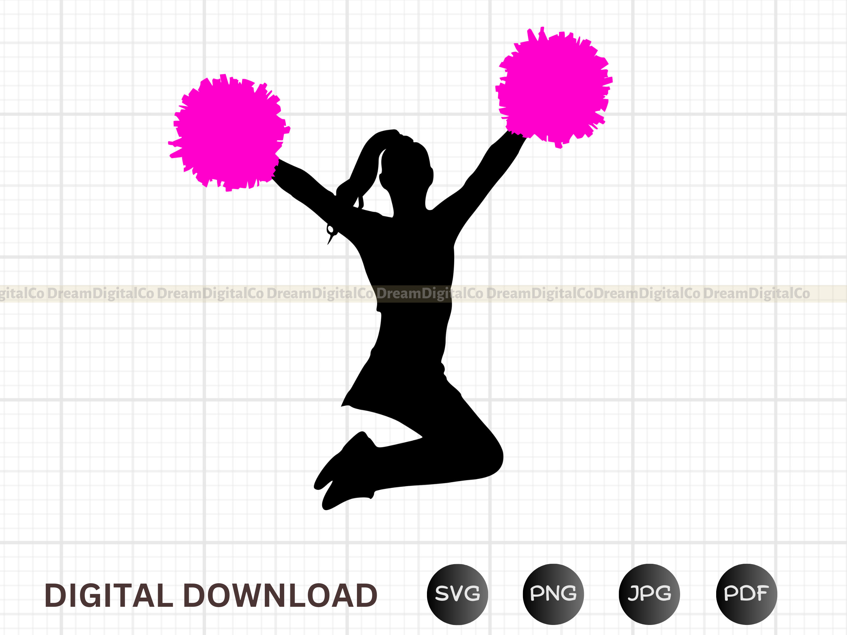 Cheerleader SVG, Cheerleading Svg Design, Pom Pom Svg, Sports Clipart ...