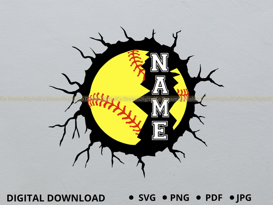 Softball Svg, DIY Softball Split Name Monogram Svg, Softball Svg Files ...