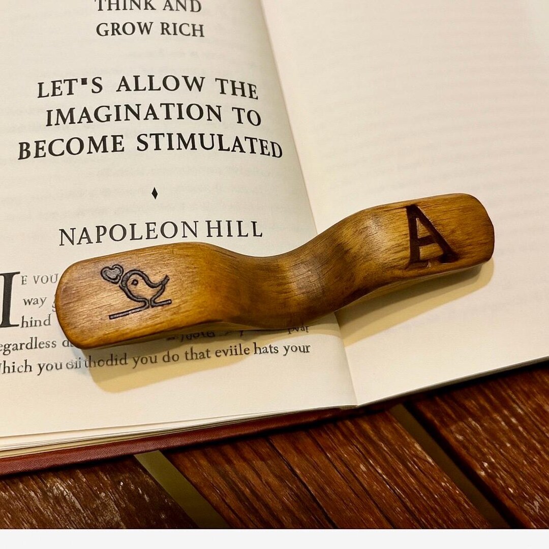 Personalized Wooden Book Page Holder - Custom Engraved Thumb Bookmark ...