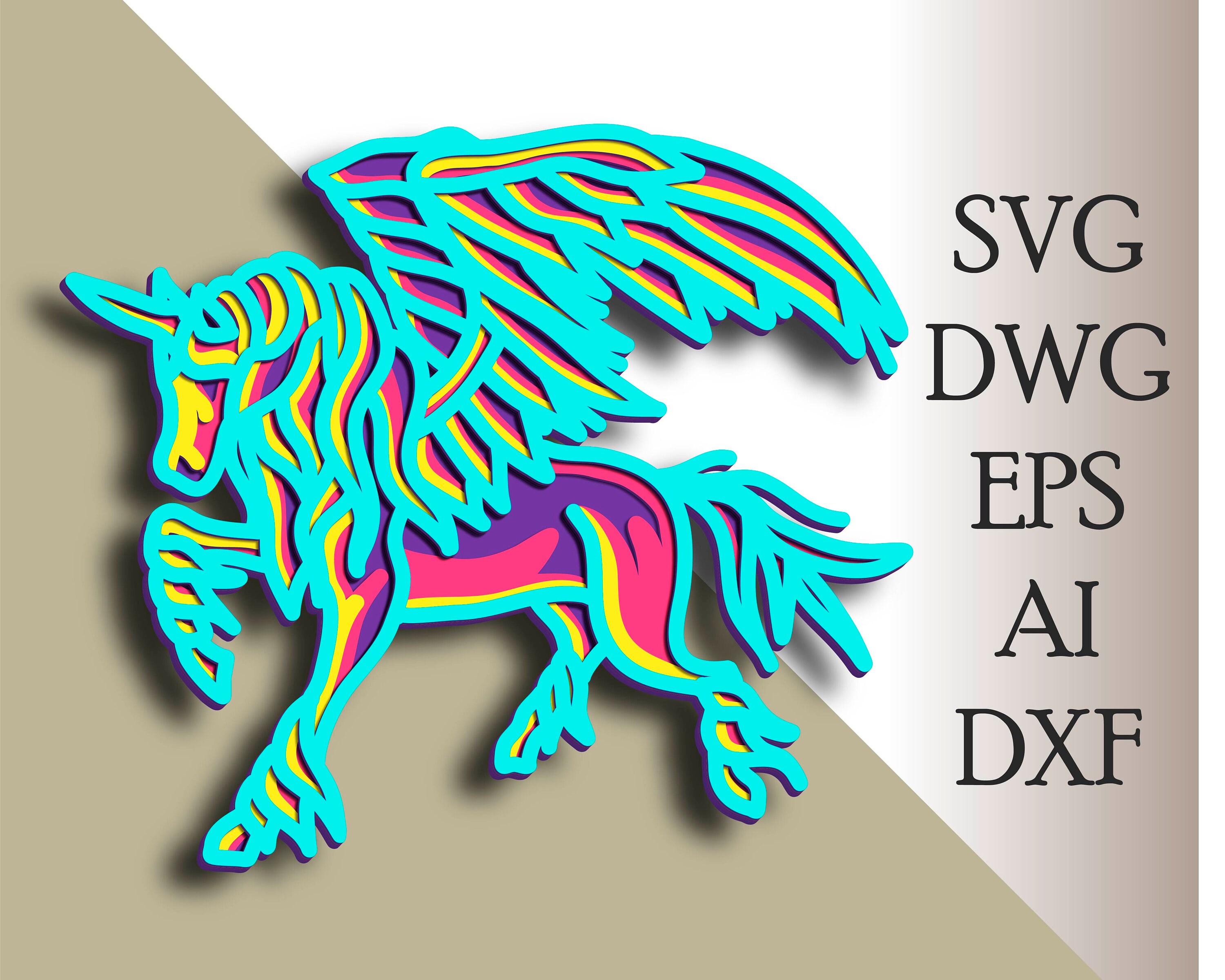 Unicorn multilayer SVG/ Unicorn cut file/ 3D layer/ Plywood | Etsy