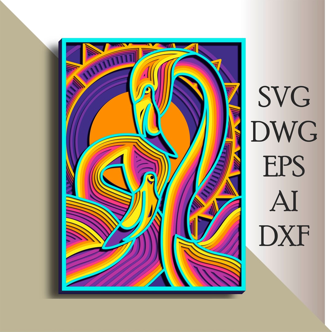 Flamingo Multilayer SVG/ Flamingo Cut File/ 3D Layer/ Plywood Cutting ...