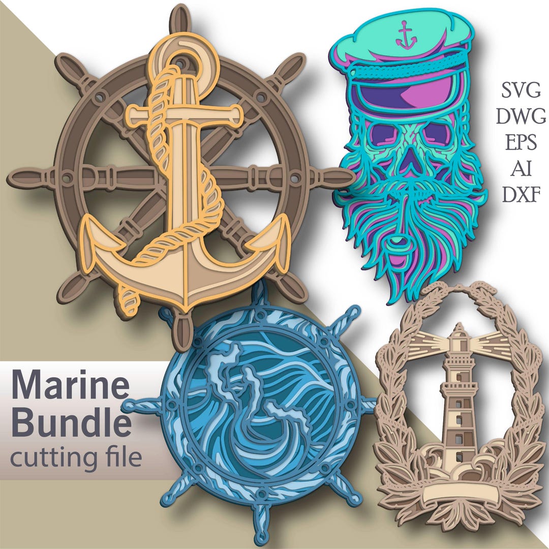 Marine Bundle Multilayer Svg/ Marine Bundle Laser Cut File/ 3D Layer ...