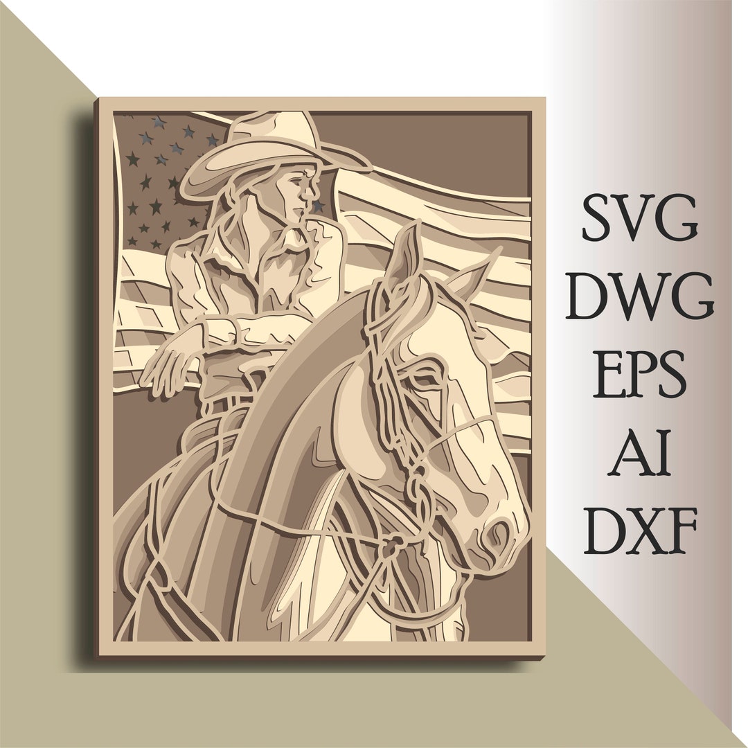 3D Cowboy Multilayer SVG. Laser Cut File. Layer Construction. Plywood ...