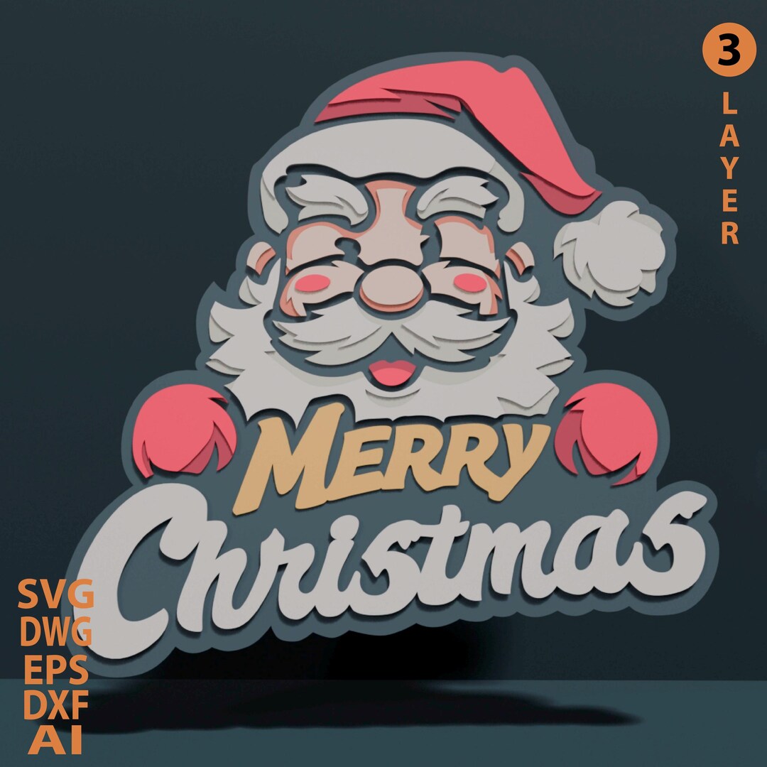 Merry Christmas Multilayer SVG. Laser Cut File. Layer Construction ...