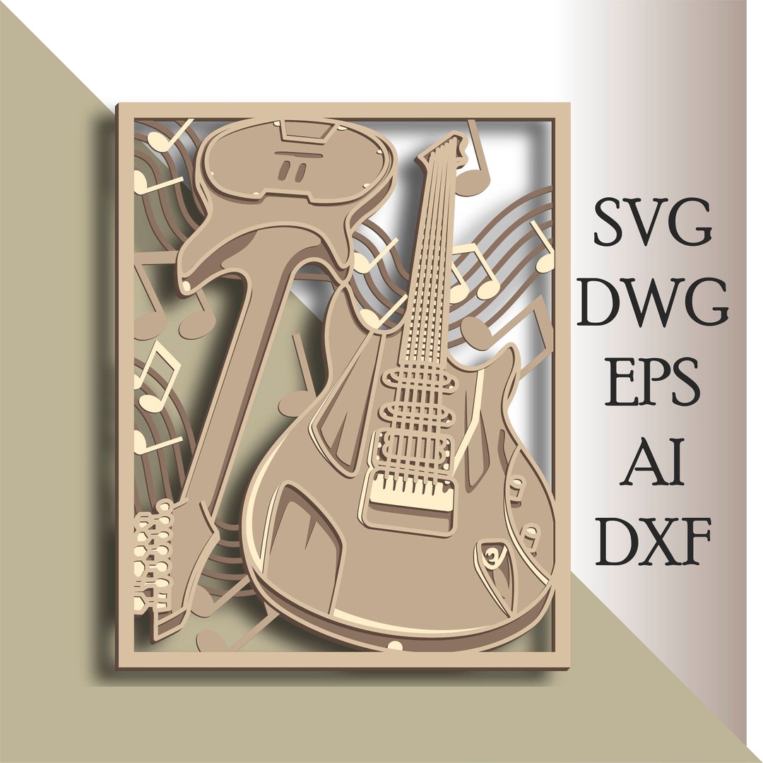 Guitar Multilayer SVG/ Guitar Cut File/ 3D Layer/ Plywood Cutting ...