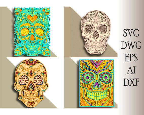 Sugar Skull Bundle Multilayer SVG/ Skull Bundle Mandala Cut | Etsy