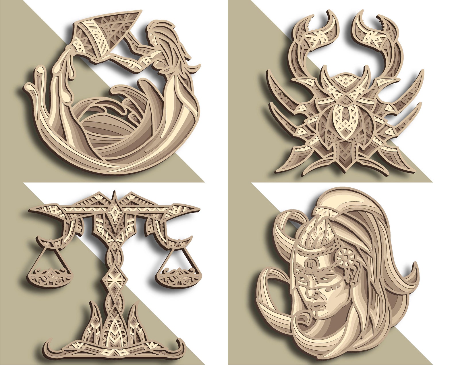 Zodiac Sign Multilayer SVG. Laser Cut File. Layer Construction. Plywood ...