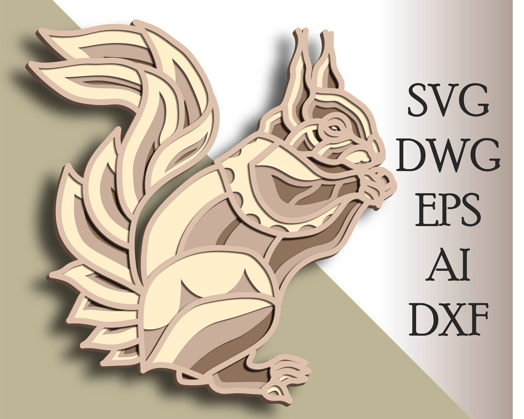Squirrel Multilayer SVG/ Squirrel Cut File/ 3D Layer/ Plywood Cutting/ Paper Cutting/ SVG File ...