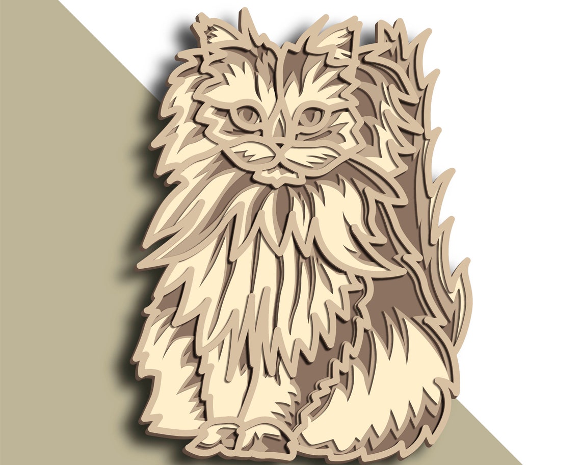 Cat multilayer SVG/ Cat cut file/ 3D layer/ Plywood cutting/ | Etsy