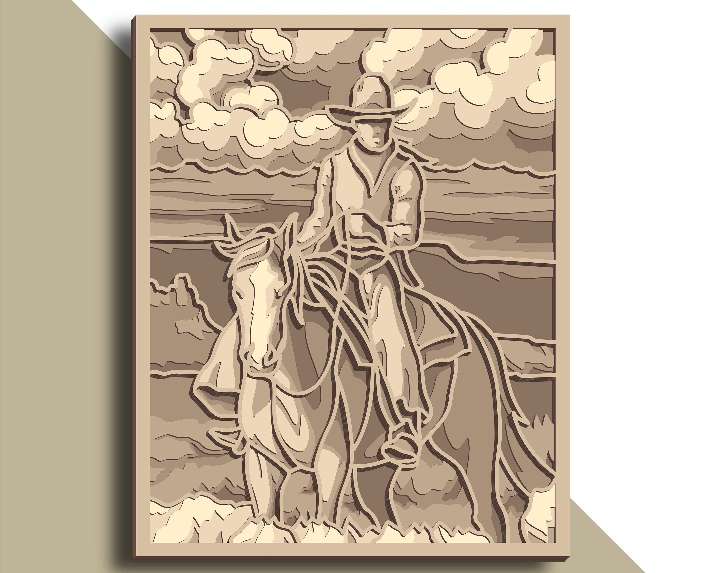 Cowboy Multilayer SVG. Laser Cut File. Layer Construction. Plywood ...