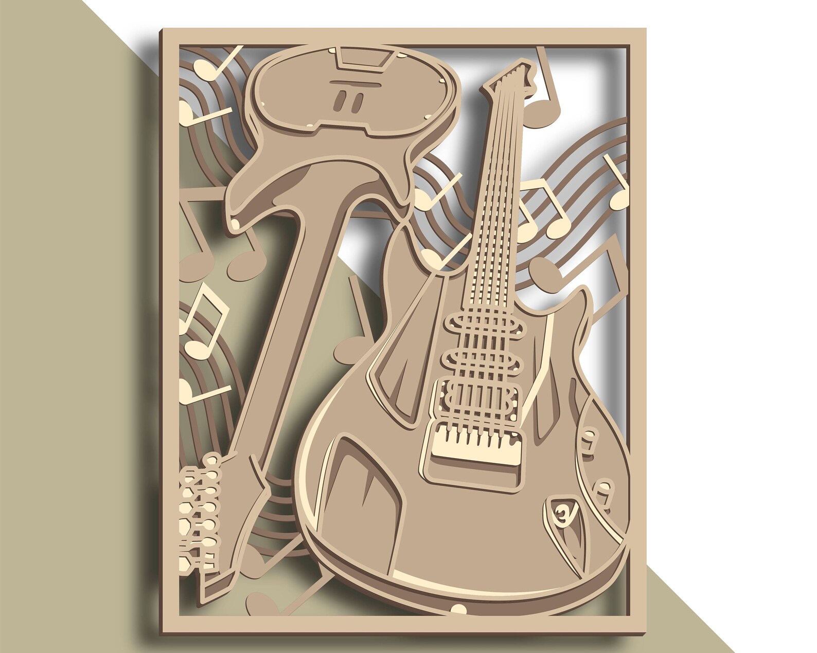 Guitar Multilayer SVG/ Guitar Cut File/ 3D Layer/ Plywood Cutting ...